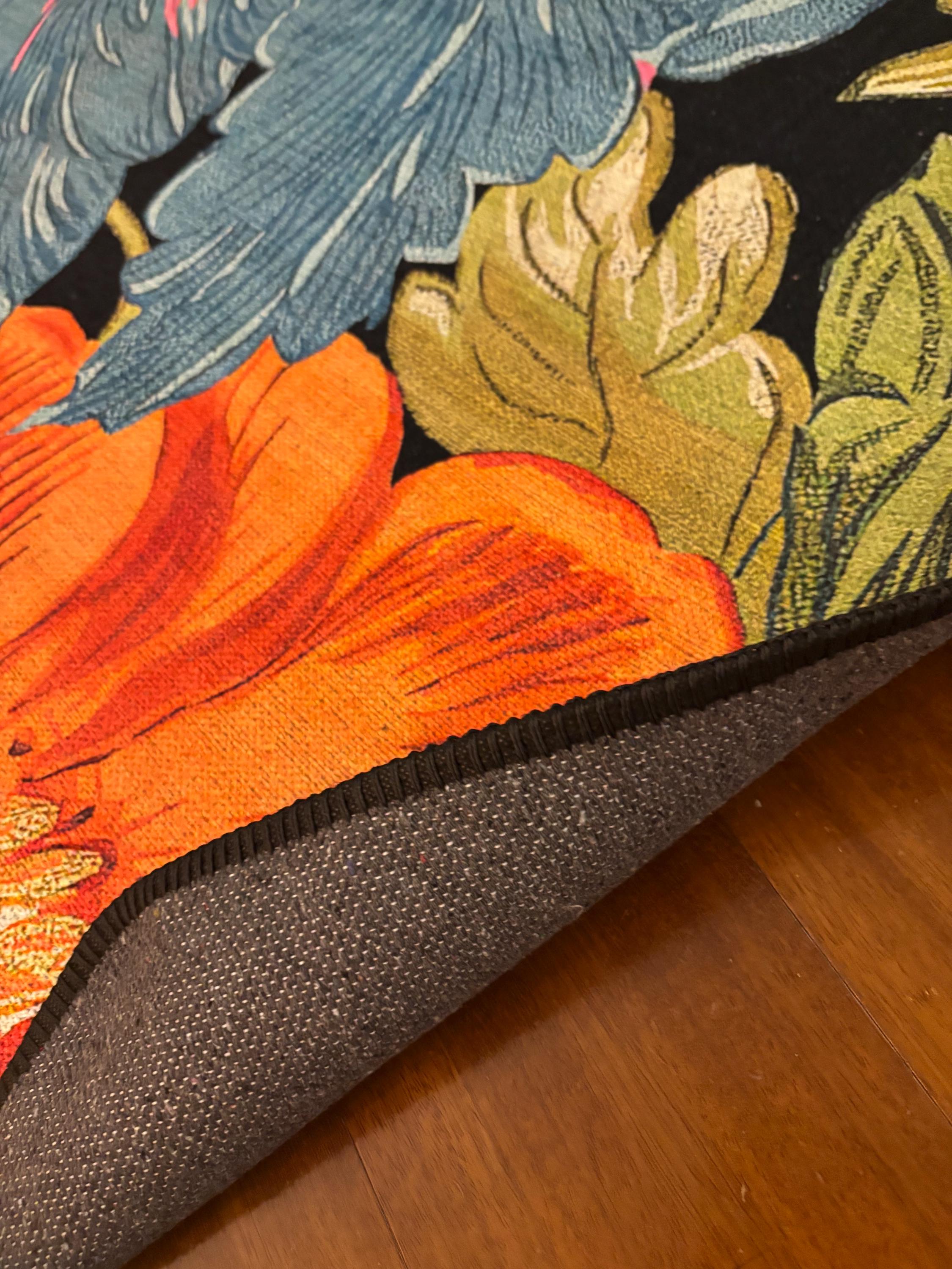 Floral Octagon Rug, Colorful Figured Rug, Kitchen Rug, Tapetto, Lint ...