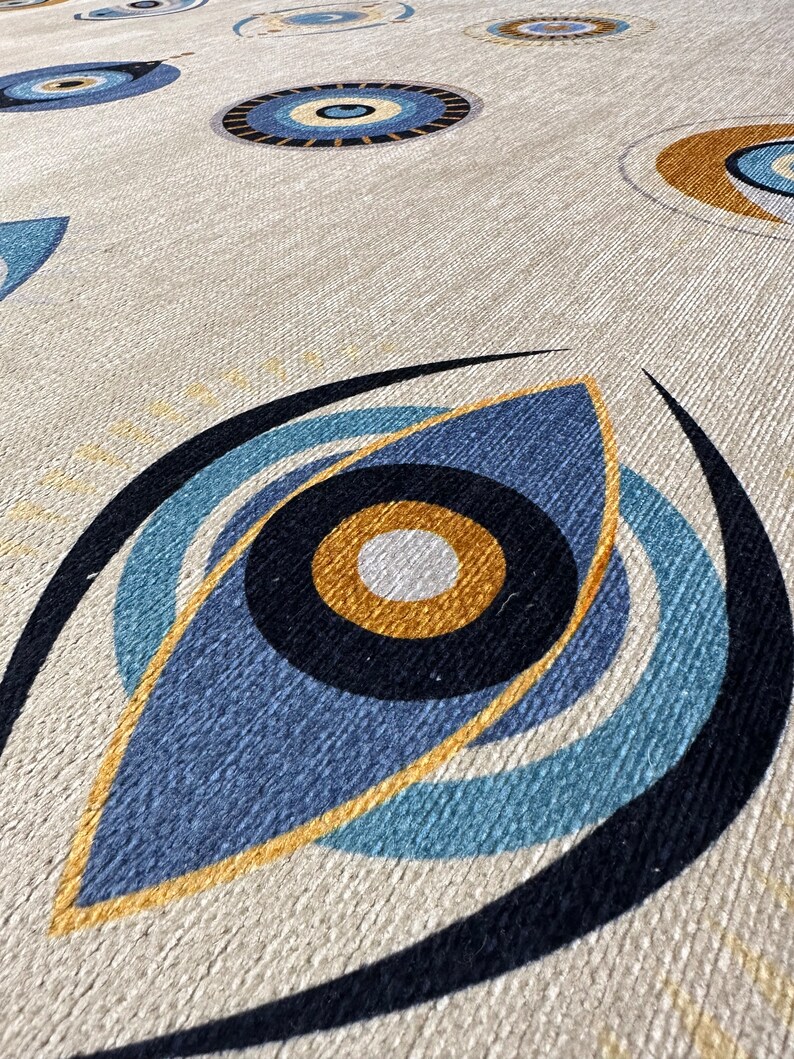 Evil Eye Print Rug, Bohemian Eye Pattern Pop Art Rug, Rugs for Living ...