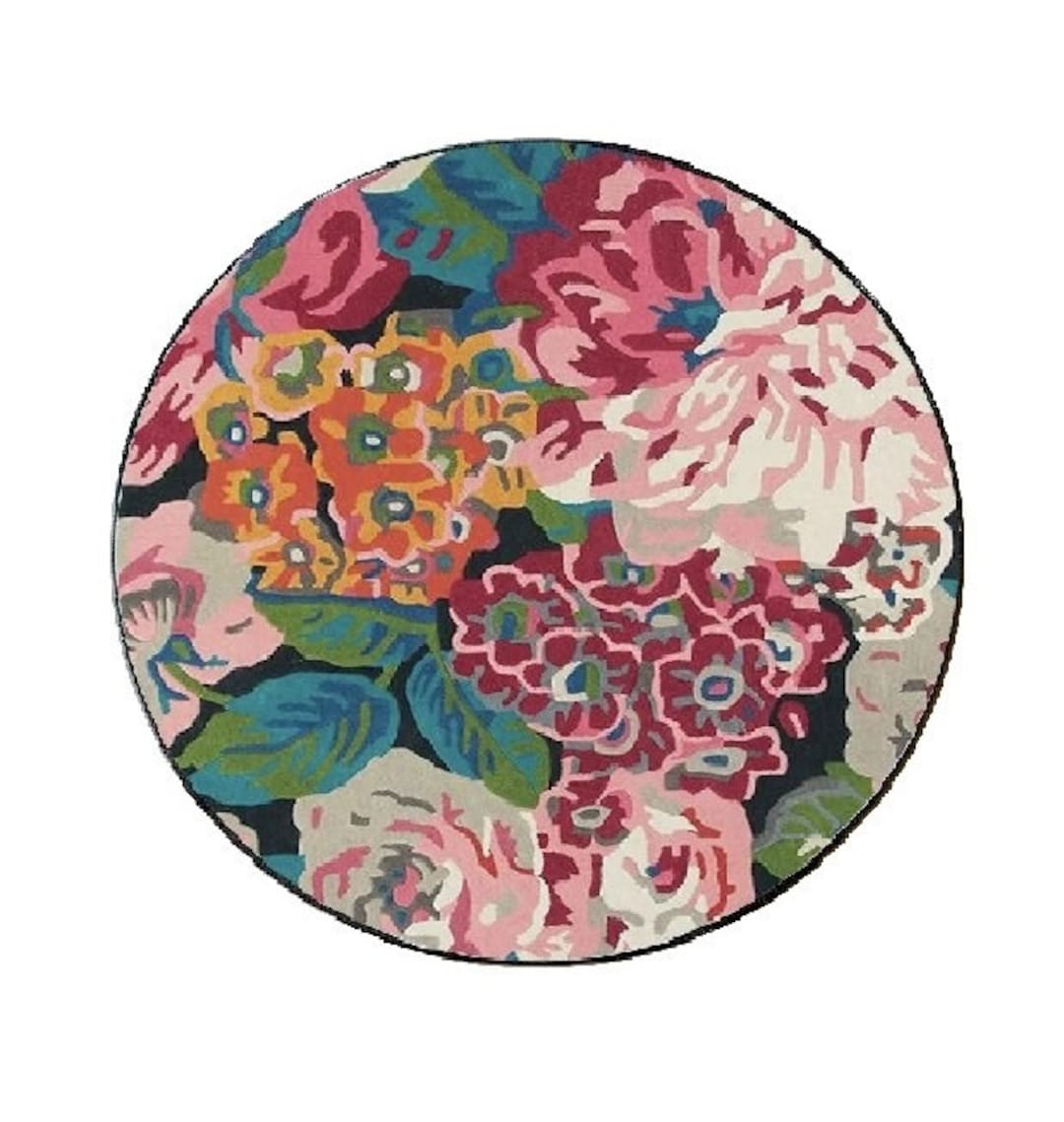Floral Round Rug, Peony Flower Print Rug, Rugs for Living Room and ...