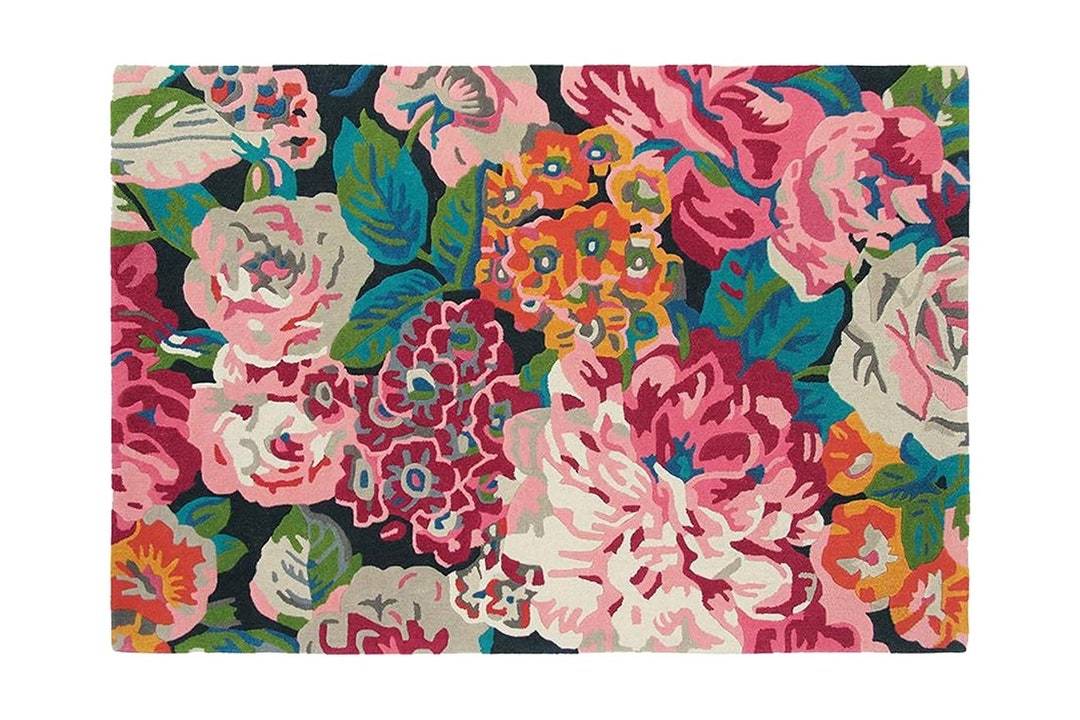Floral Colorful Rug, Peony Flower Print Rug, Rugs for Living Room ...