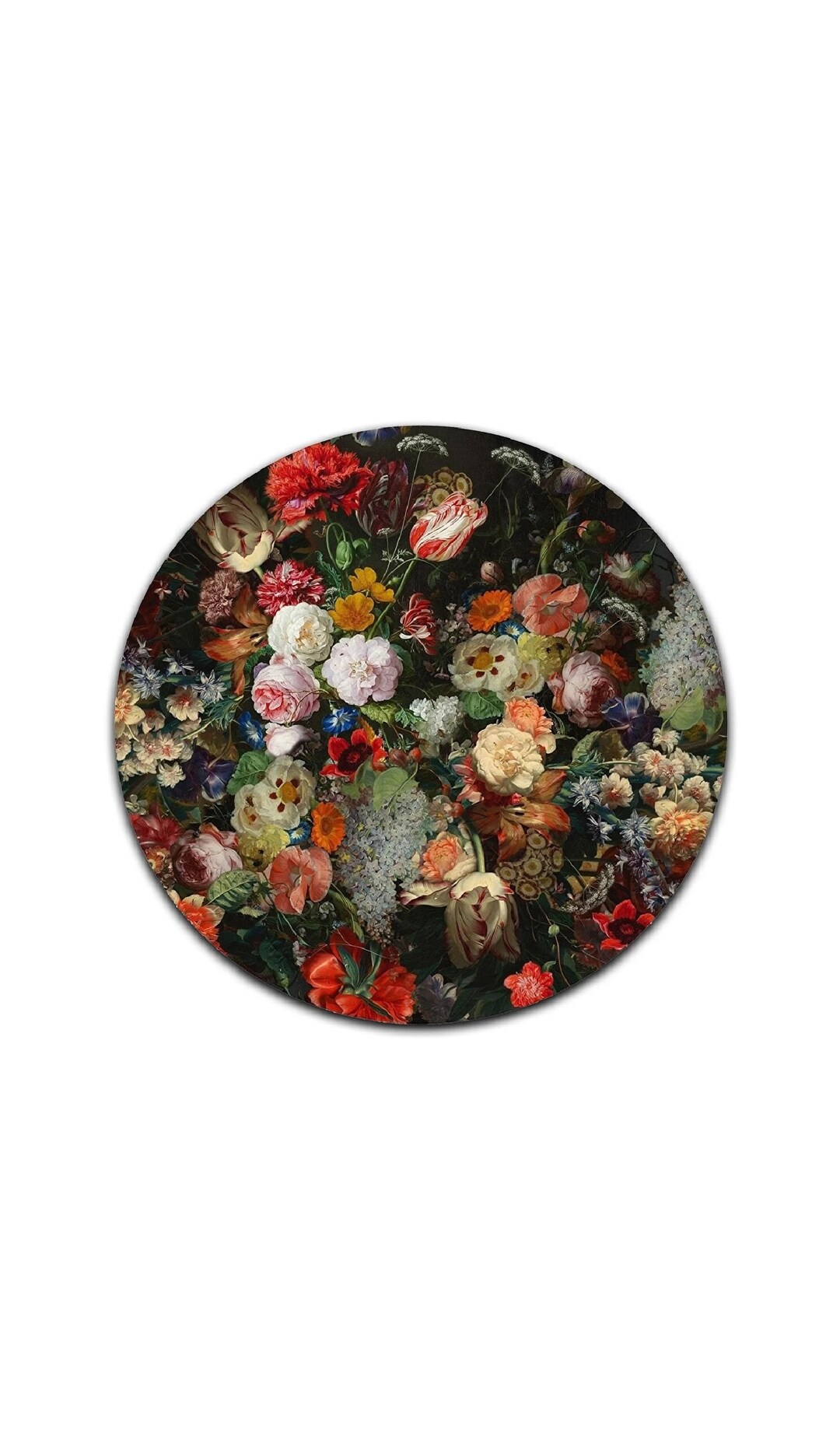 Floral Painting Round Rug, Cool Bath Mat, Colorful Figured Rug, Kitchen ...