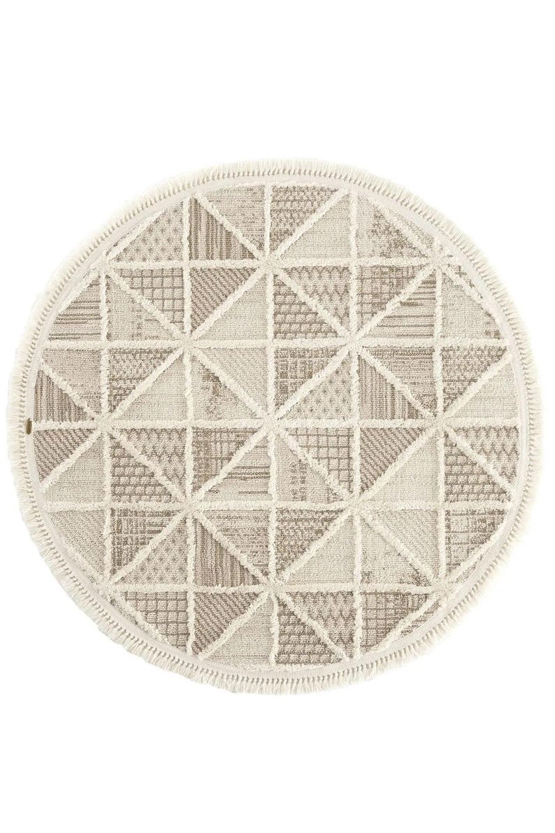Geometric Round Rug: Tufted Nordic Style, Bohemian White Carpet - Etsy