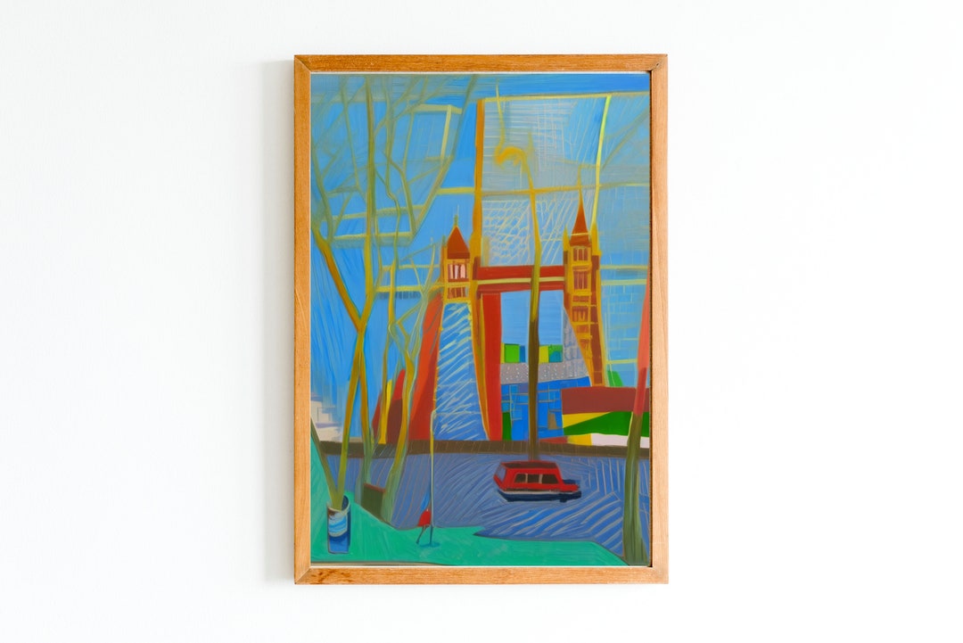 David Hockney Inspired London Bridge Print, Cubism Art, Abstract Art ...