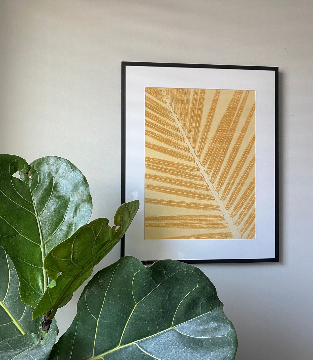Large Fan Palm Original Botanical Monotype Print, Handmade Monoprint ...