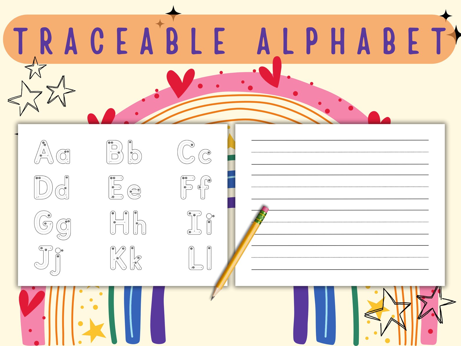 Traceable Alphabet Letters for Kids Alphabet Worksheets Abc's Printable ...