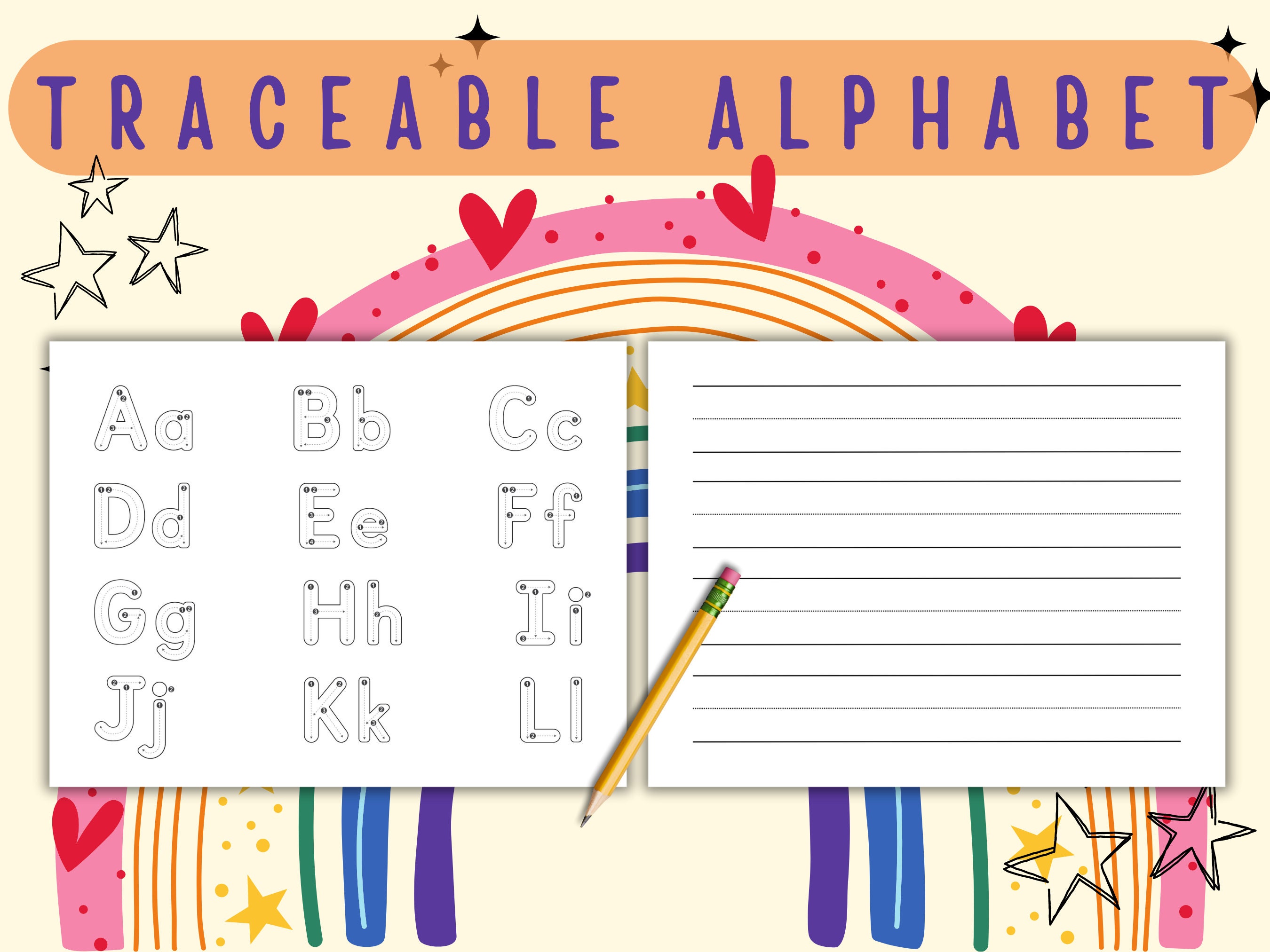 Traceable Alphabet Letters for Kids Alphabet Worksheets Abc's Printable ...