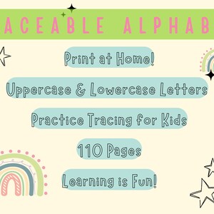 Traceable Alphabet Letters for Kids Alphabet Worksheets Abc's Printable ...