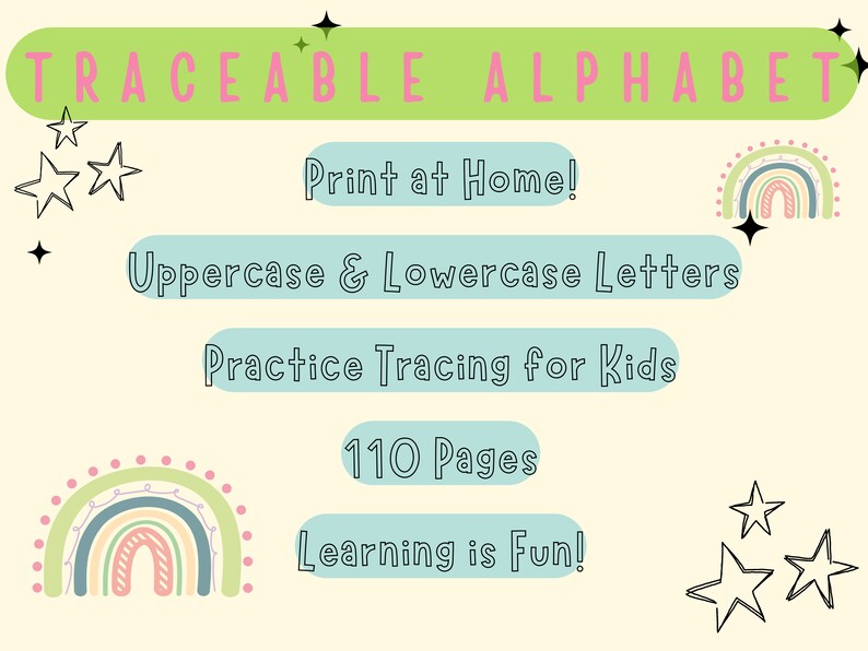 Traceable Alphabet Letters for Kids Alphabet Worksheets Abc's Printable ...