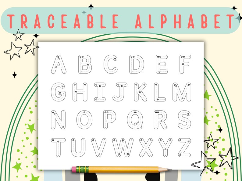 Traceable Alphabet Letters for Kids Alphabet Worksheets Abc's Printable ...