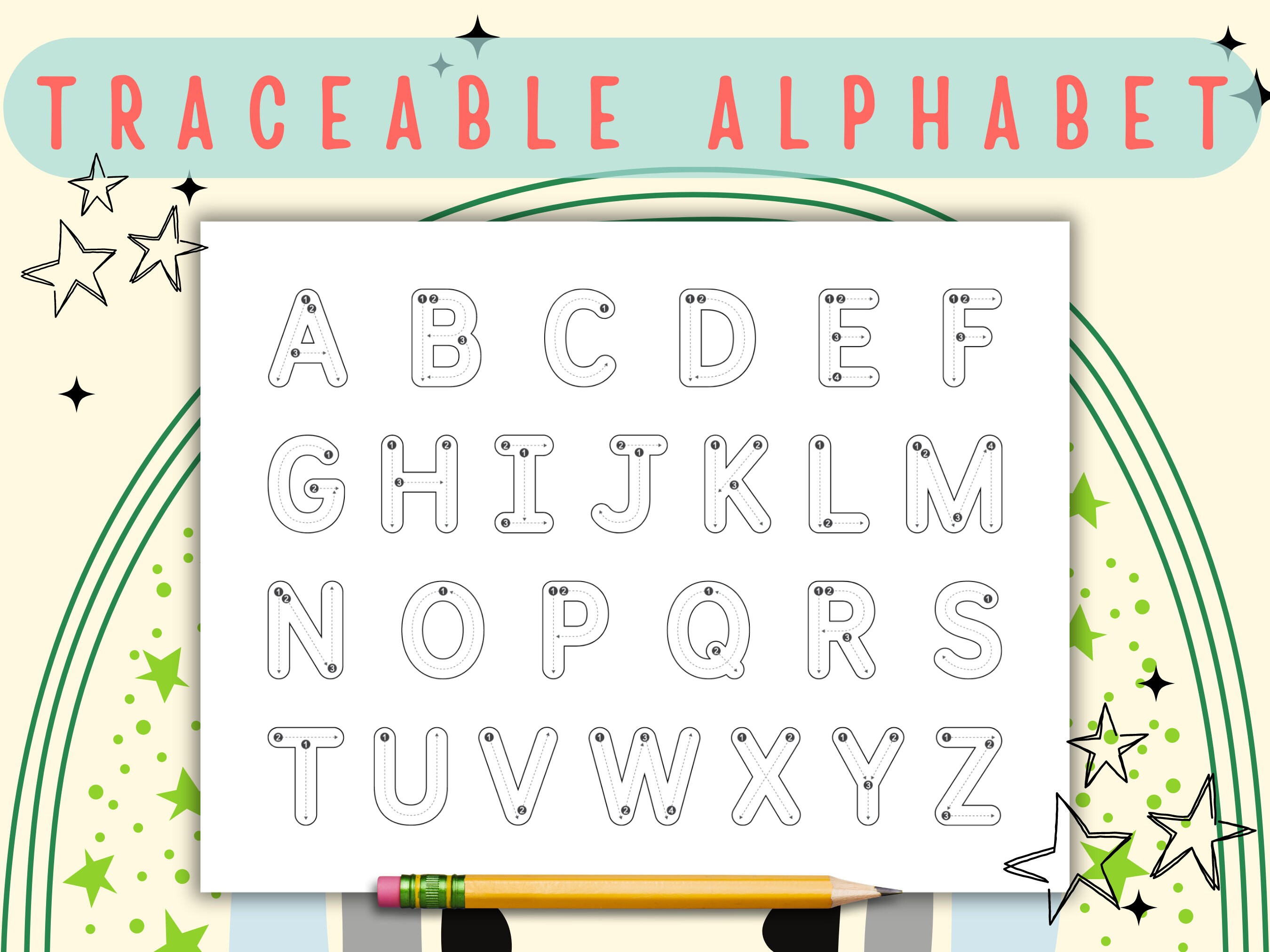 Traceable Alphabet Letters for Kids Alphabet Worksheets Abc's Printable ...