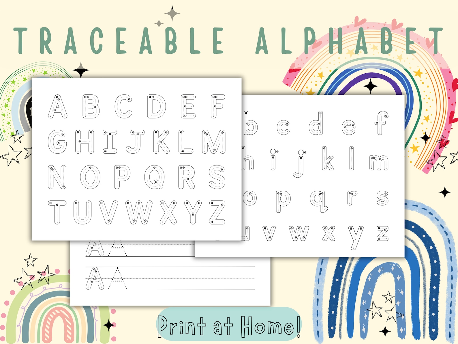 Traceable Alphabet Letters for Kids Alphabet Worksheets Abc's Printable ...