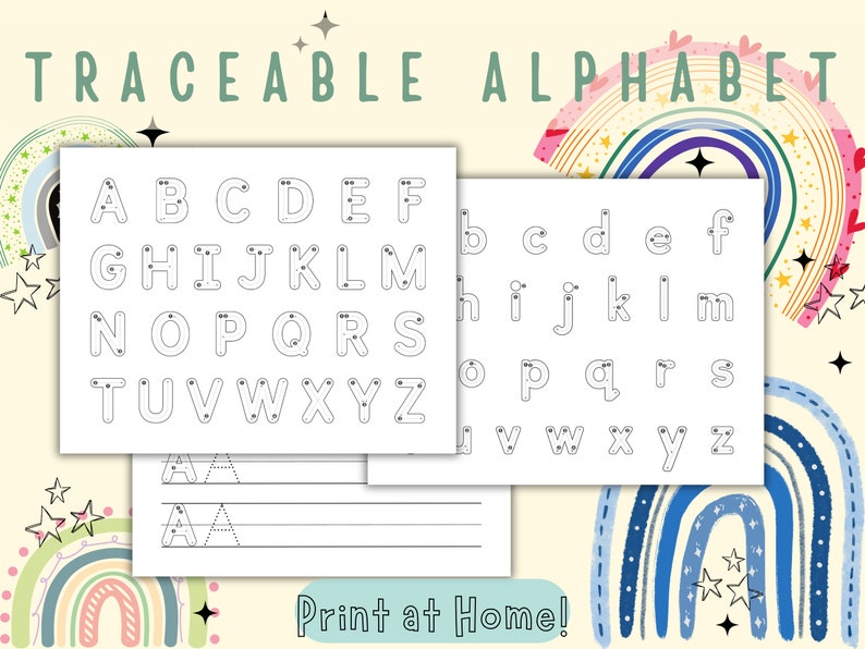 Traceable Alphabet Letters for Kids Alphabet Worksheets Abc's Printable ...