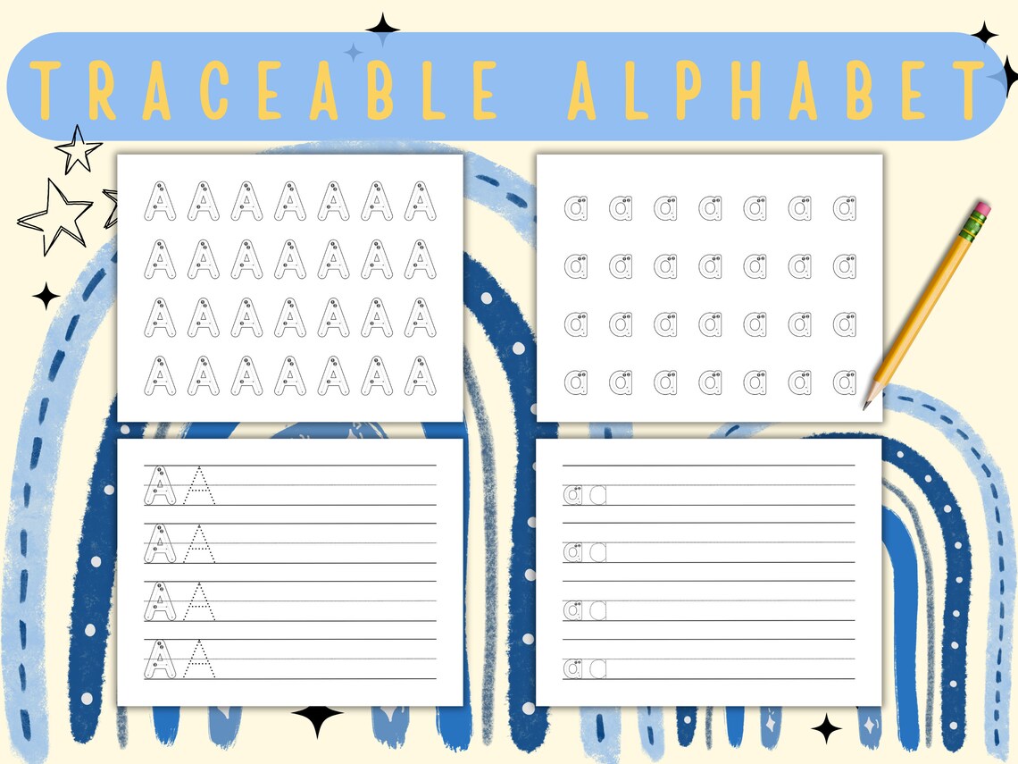 Traceable Alphabet Letters for Kids Alphabet Worksheets Abc's Printable ...