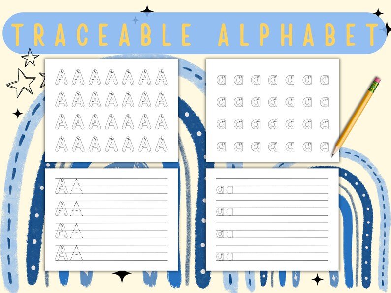 Traceable Alphabet Letters for Kids Alphabet Worksheets Abc's Printable ...