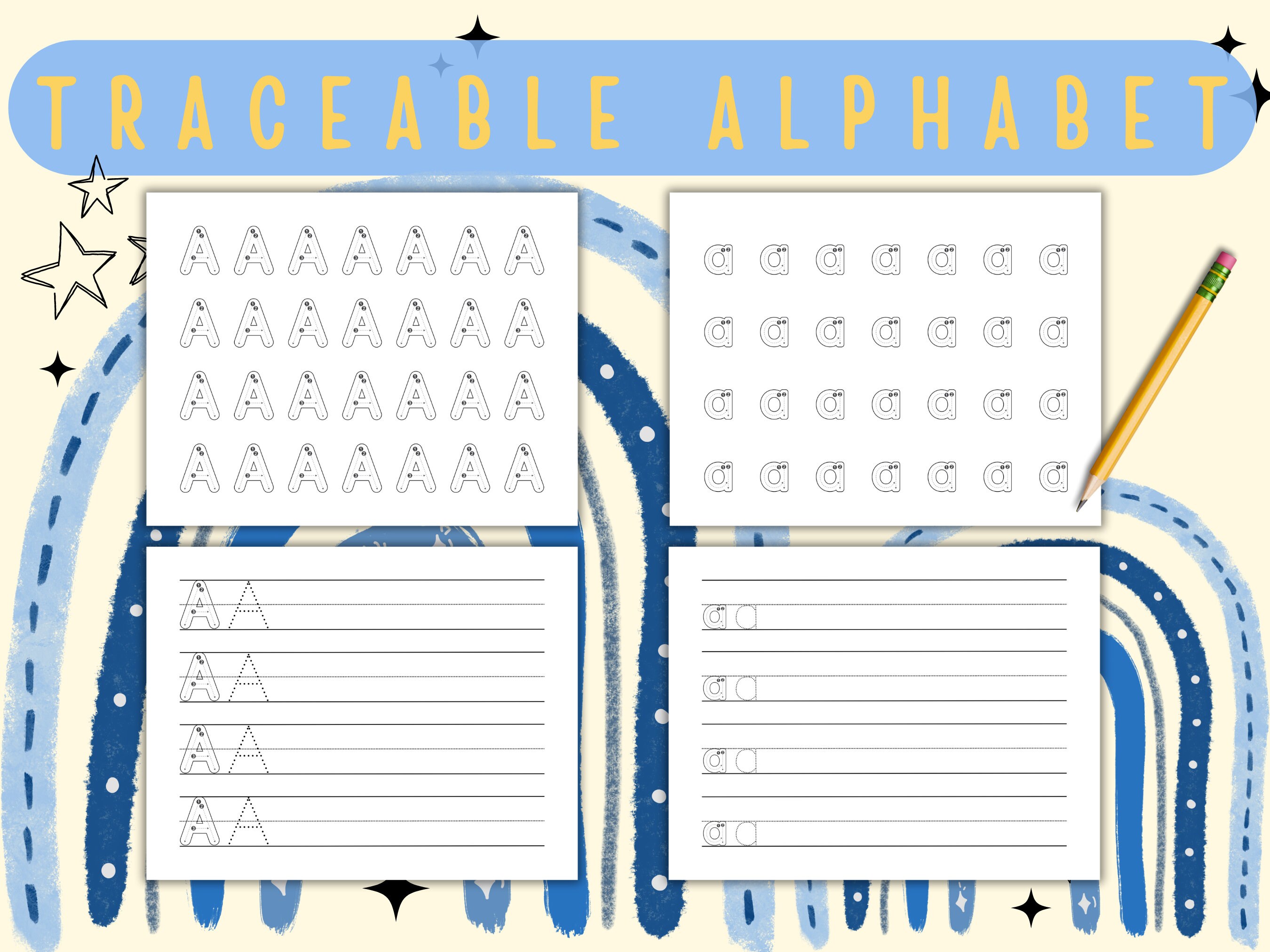 Traceable Alphabet Letters for Kids Alphabet Worksheets Abc's Printable ...