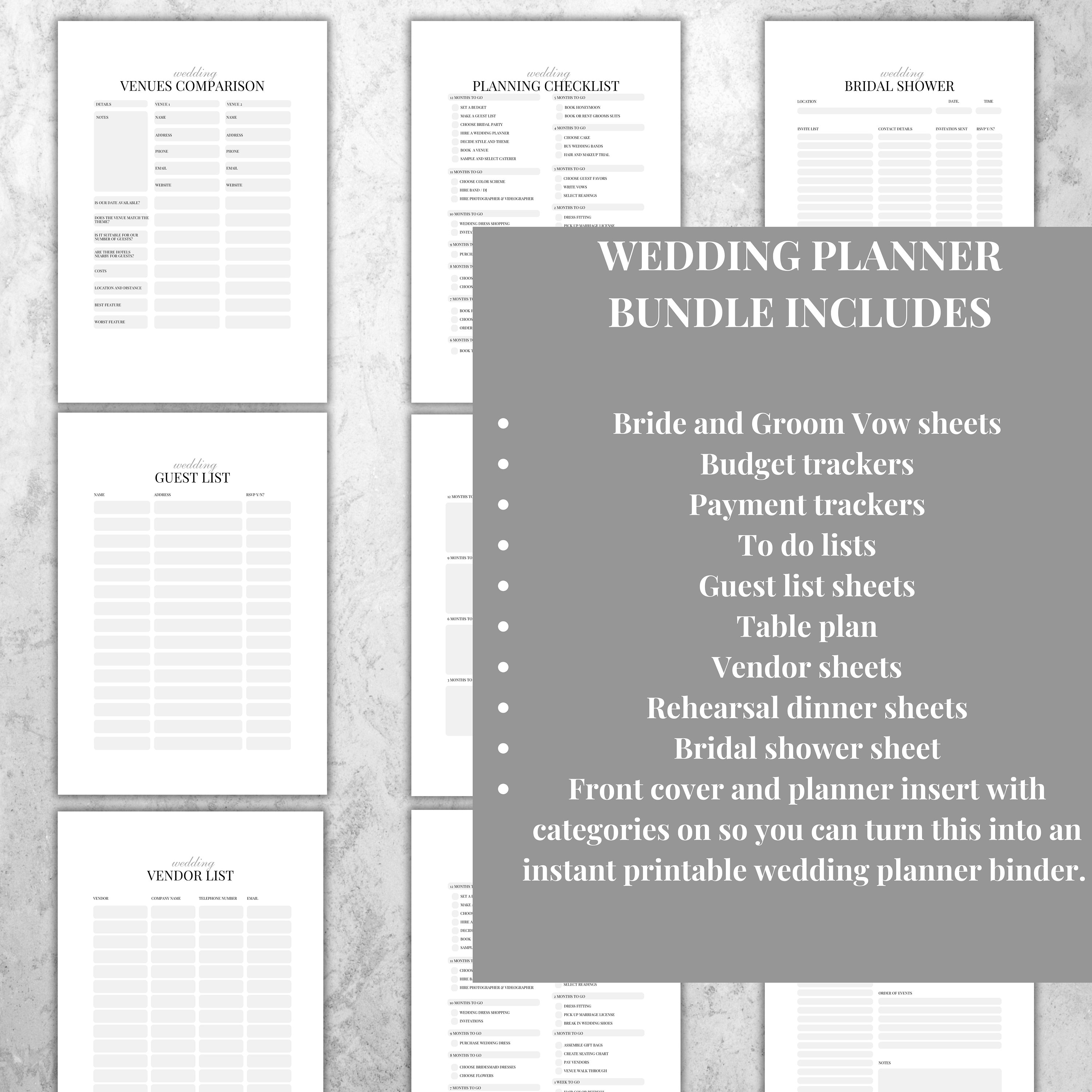 Digital Wedding Planner Printable | Wedding Planner Download | Wedding ...