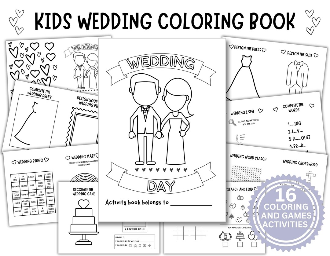 Kids Wedding Coloring Book, Kids Coloring Table at Wedding, Kids ...