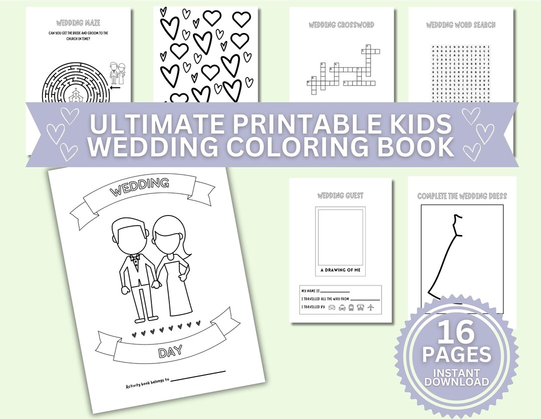 Kids Wedding Activities Wedding Coloring, Kids Wedding Favors, Wedding ...