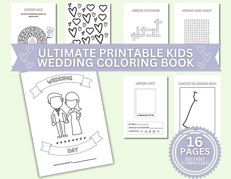 Kids Wedding Activity Book, Coloring Pages, Games (digital Download) - Etsy