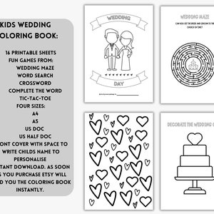 Kids Wedding Coloring Book, Kids Coloring Table at Wedding, Kids ...