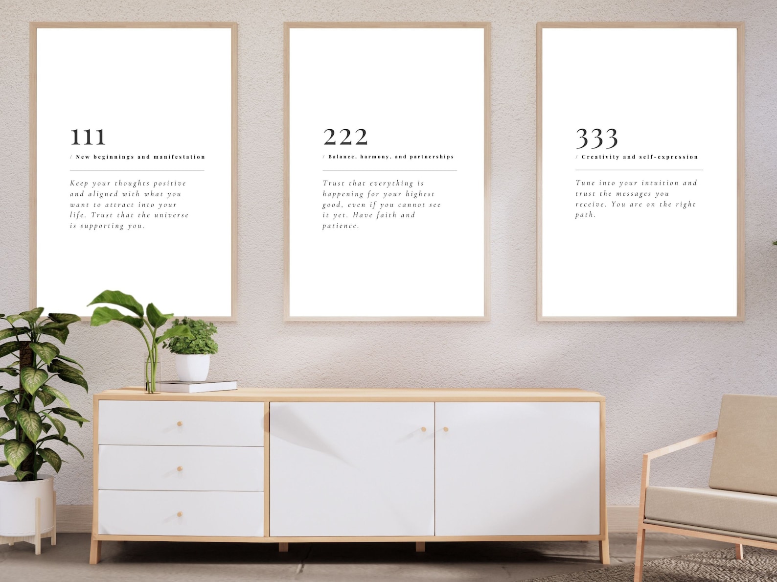 Angel Numbers Poster Wall Art Print Minimalist Positive Angel Energy ...