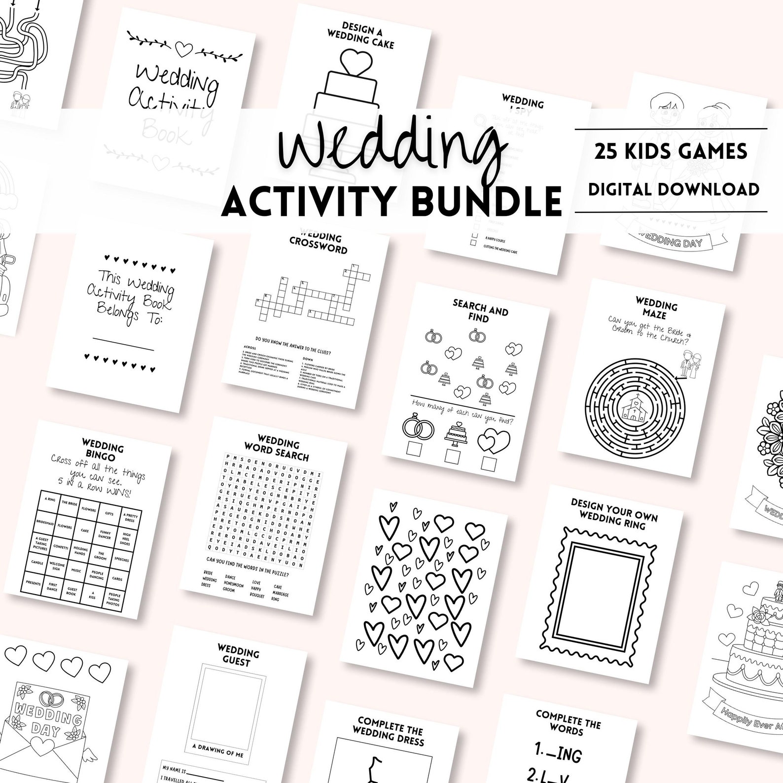 Kids Wedding Activity Pack | All-in-one Wedding Games Set Keep Young ...