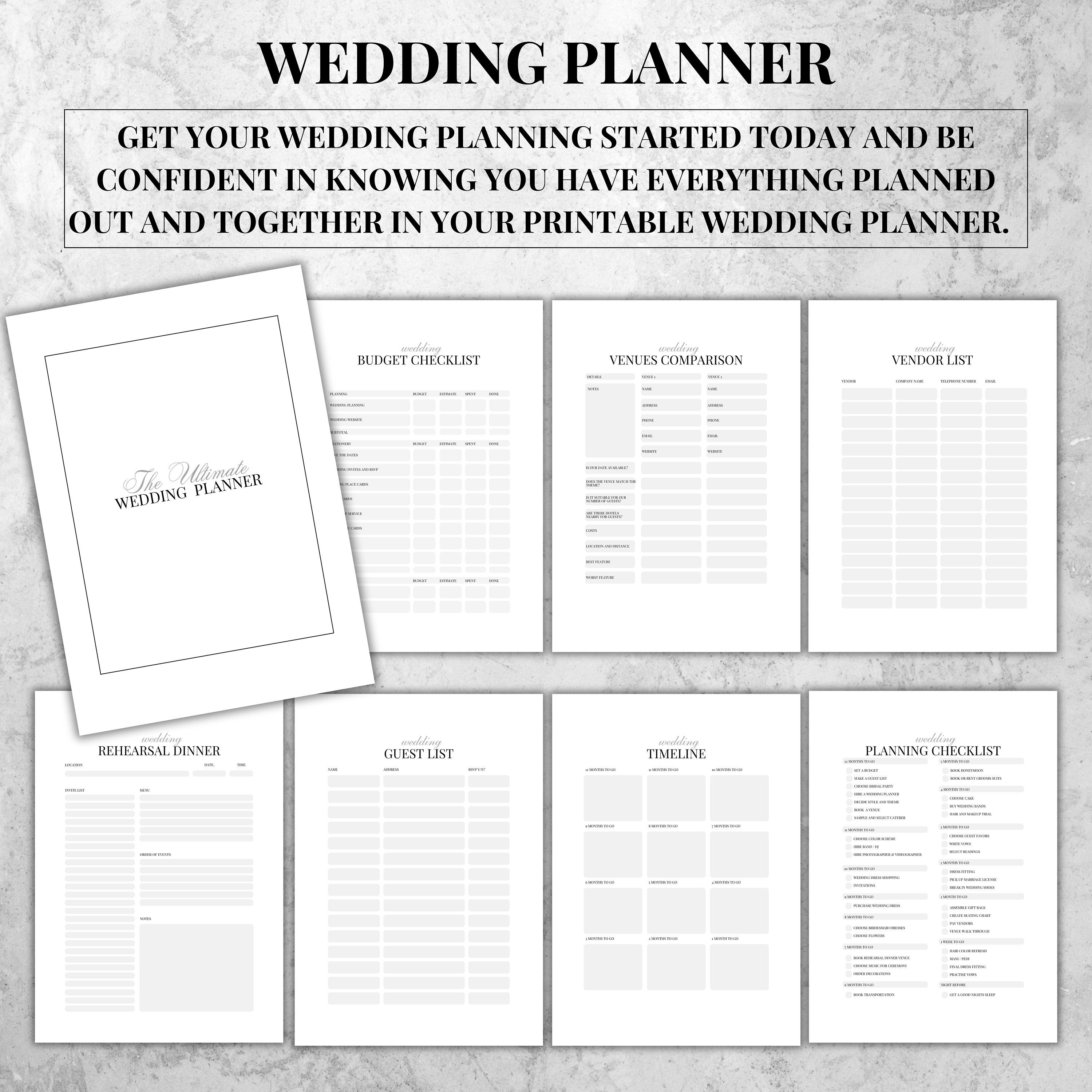 Digital Wedding Planner Printable | Wedding Planner Download | Wedding ...