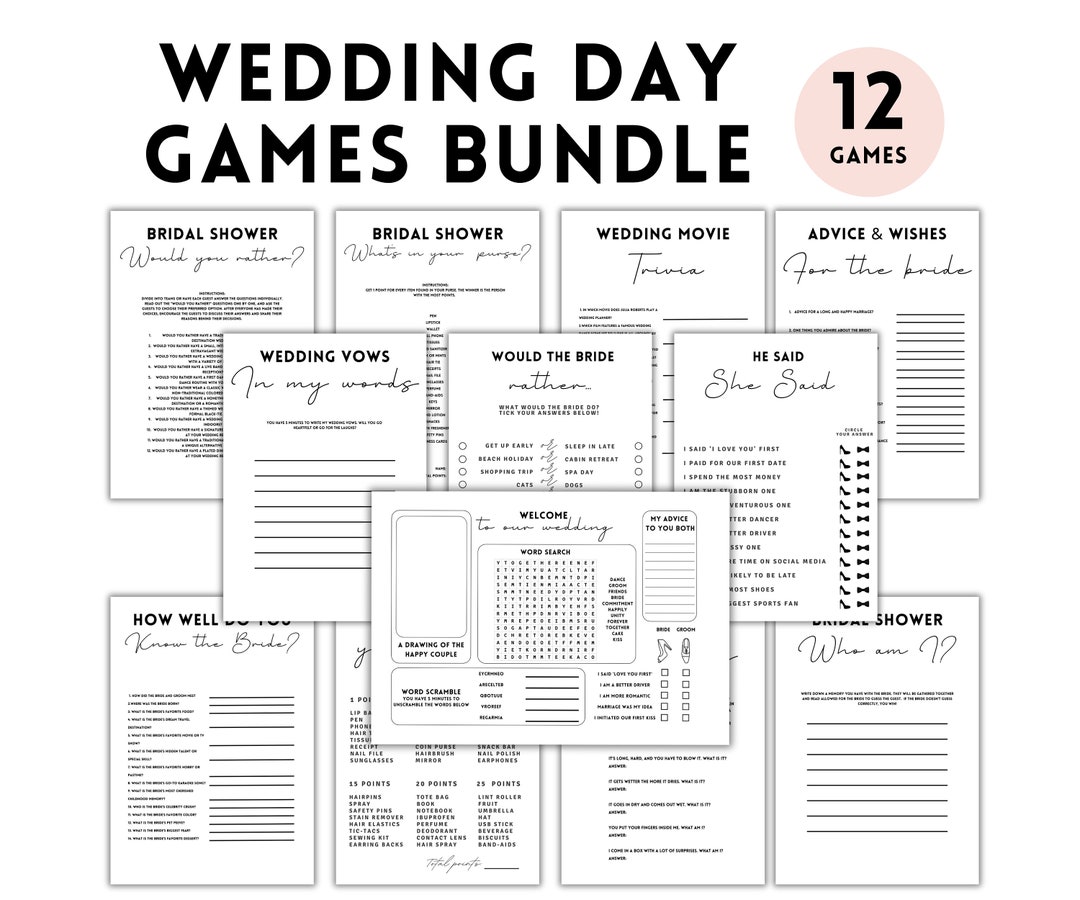 Wedding Games Wedding Reception Games Bundle Perfect for Wedding Table ...