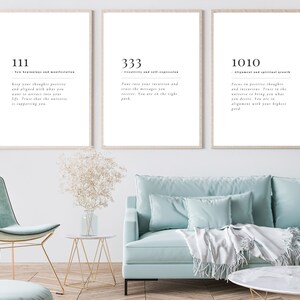 Angel Numbers Poster Wall Art Print Minimalist Positive Angel Energy ...