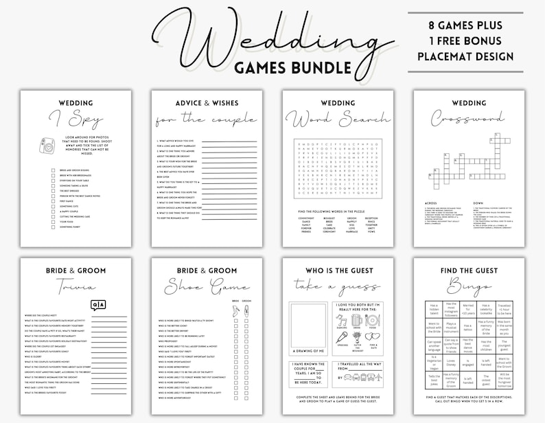Wedding Games Bundle Perfect for Wedding Reception Games & Wedding ...