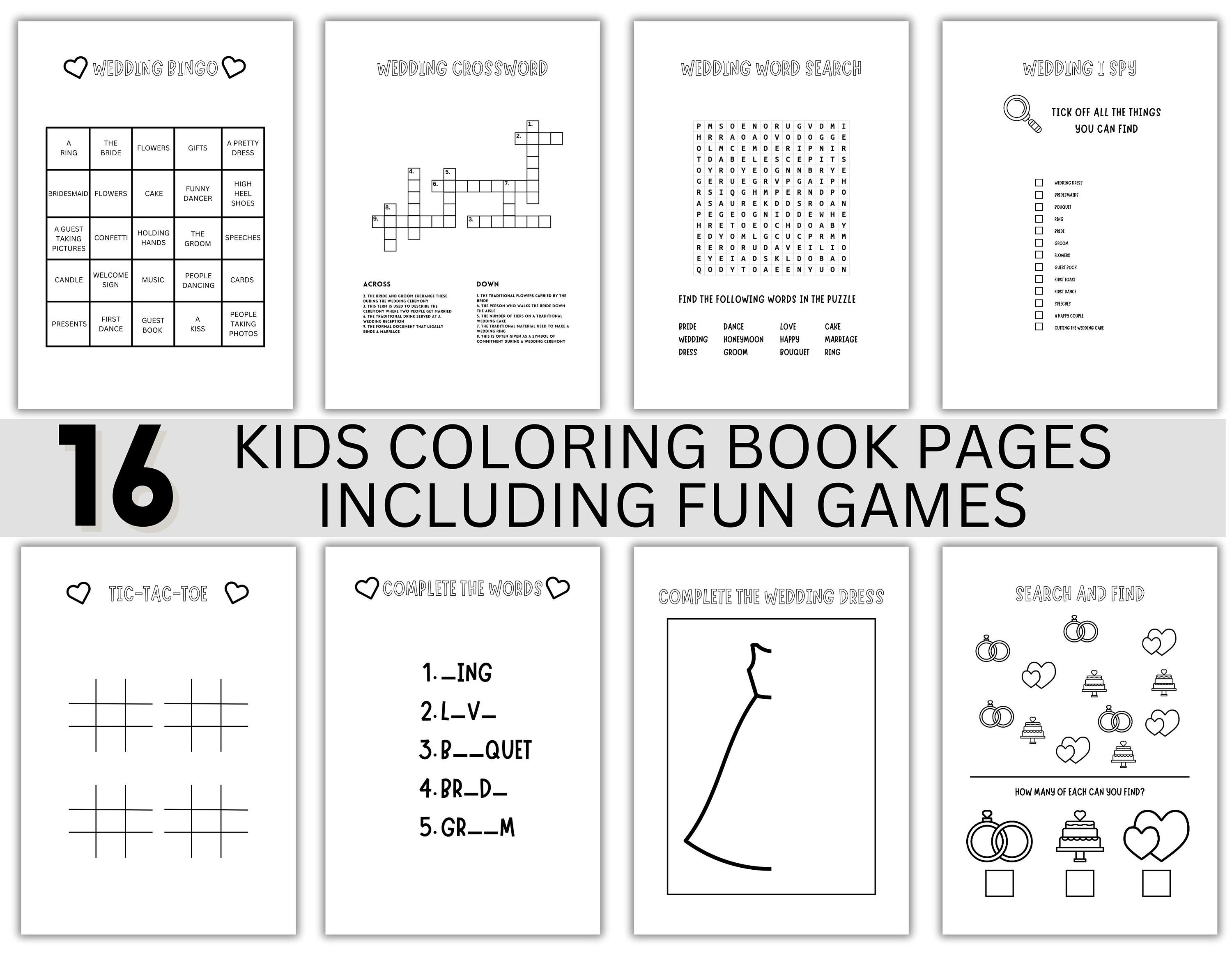 Kids Wedding Coloring Book, Kids Coloring Table at Wedding, Kids ...