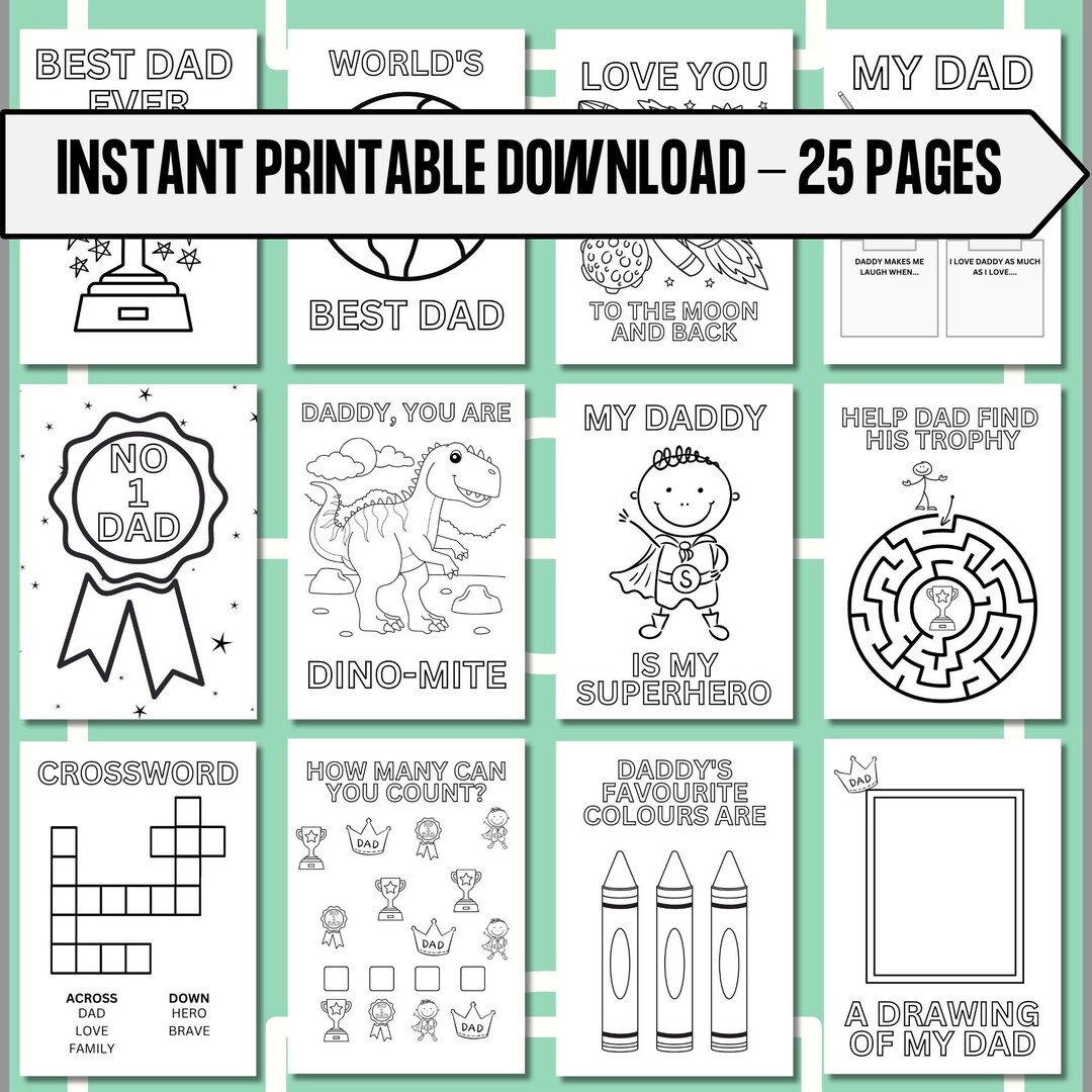 Happy Fathers Day Printable Activity Colouring Pack for Children ...