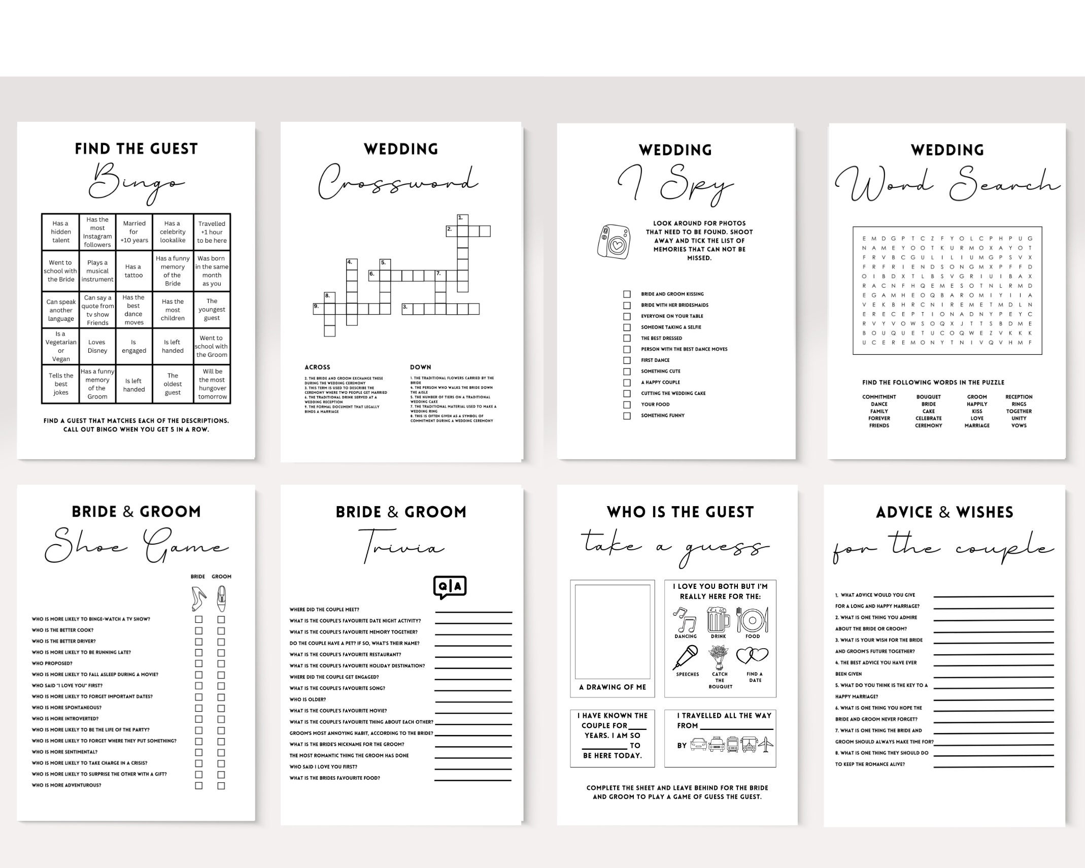 Personalize Your Wedding Reception Games Bundle and Wedding Table Games ...