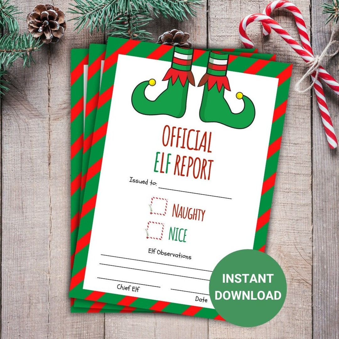 ELF Report Card, North Pole Elf Report Card, Notes From the Elf ...