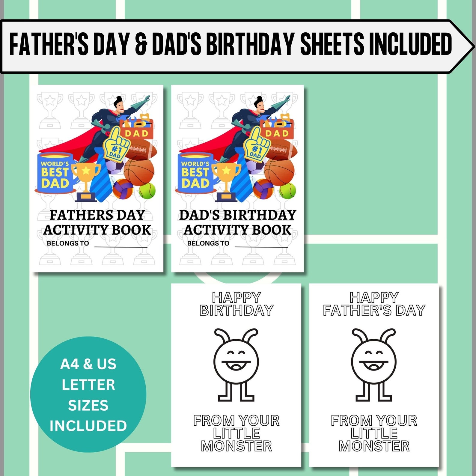 Happy Fathers Day Printable Activity Colouring Pack for Children ...