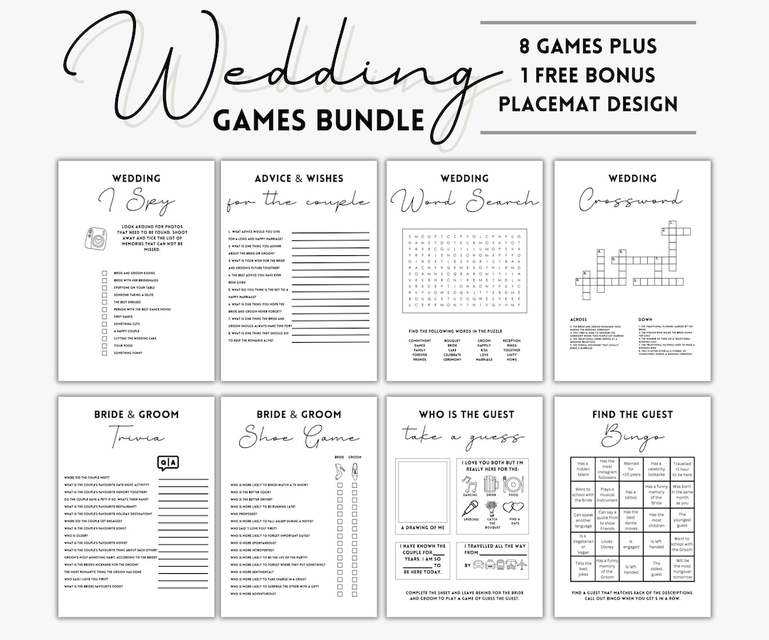 Wedding Table Games Bundle Perfect for Wedding Reception Games ...