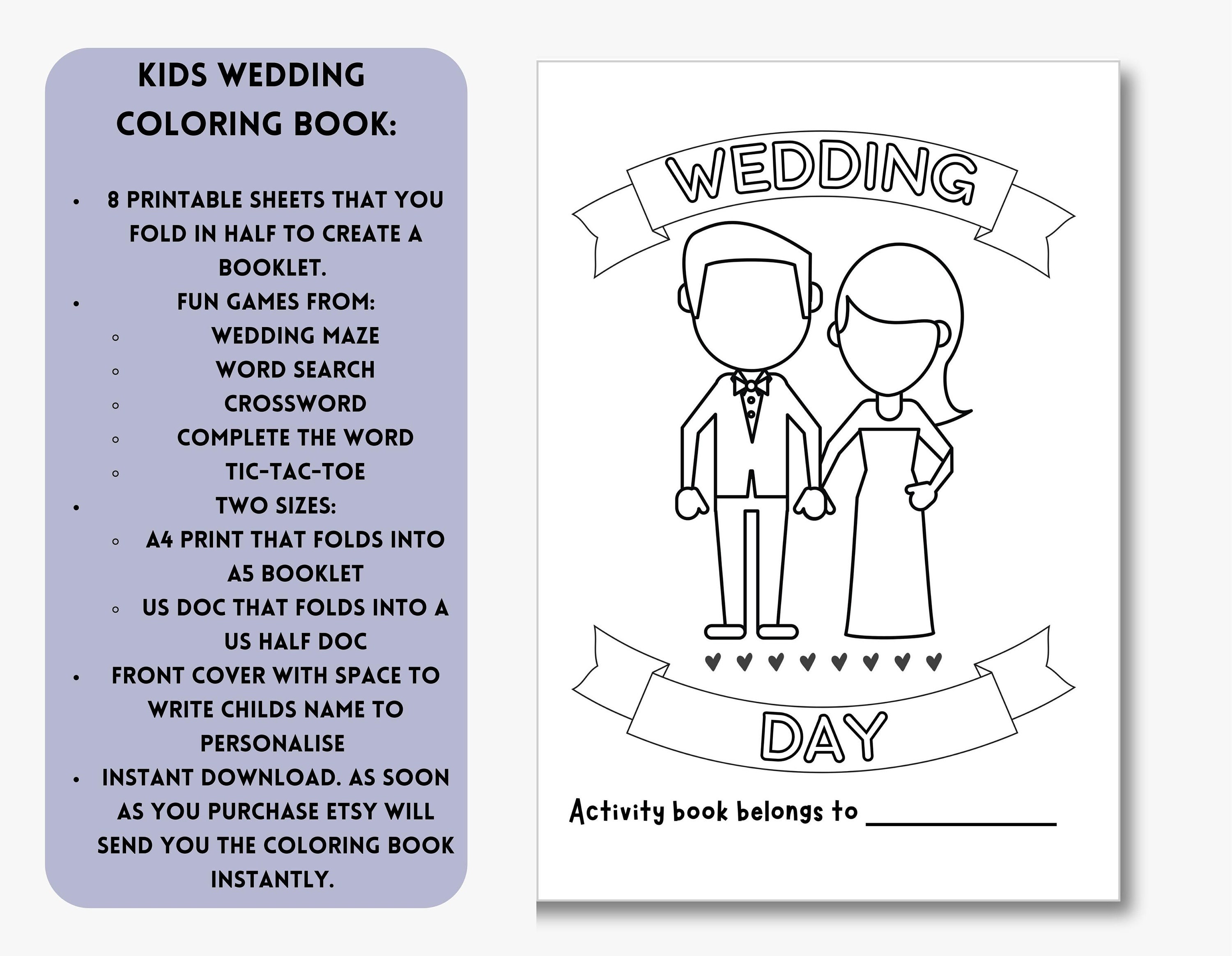 Kids Wedding Coloring Book Kids Coloring Table at Wedding - Etsy