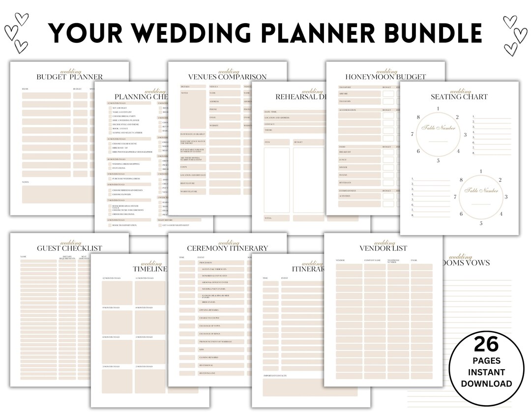 Wedding Planner Printable, Printable Wedding Budget Planner Pages ...