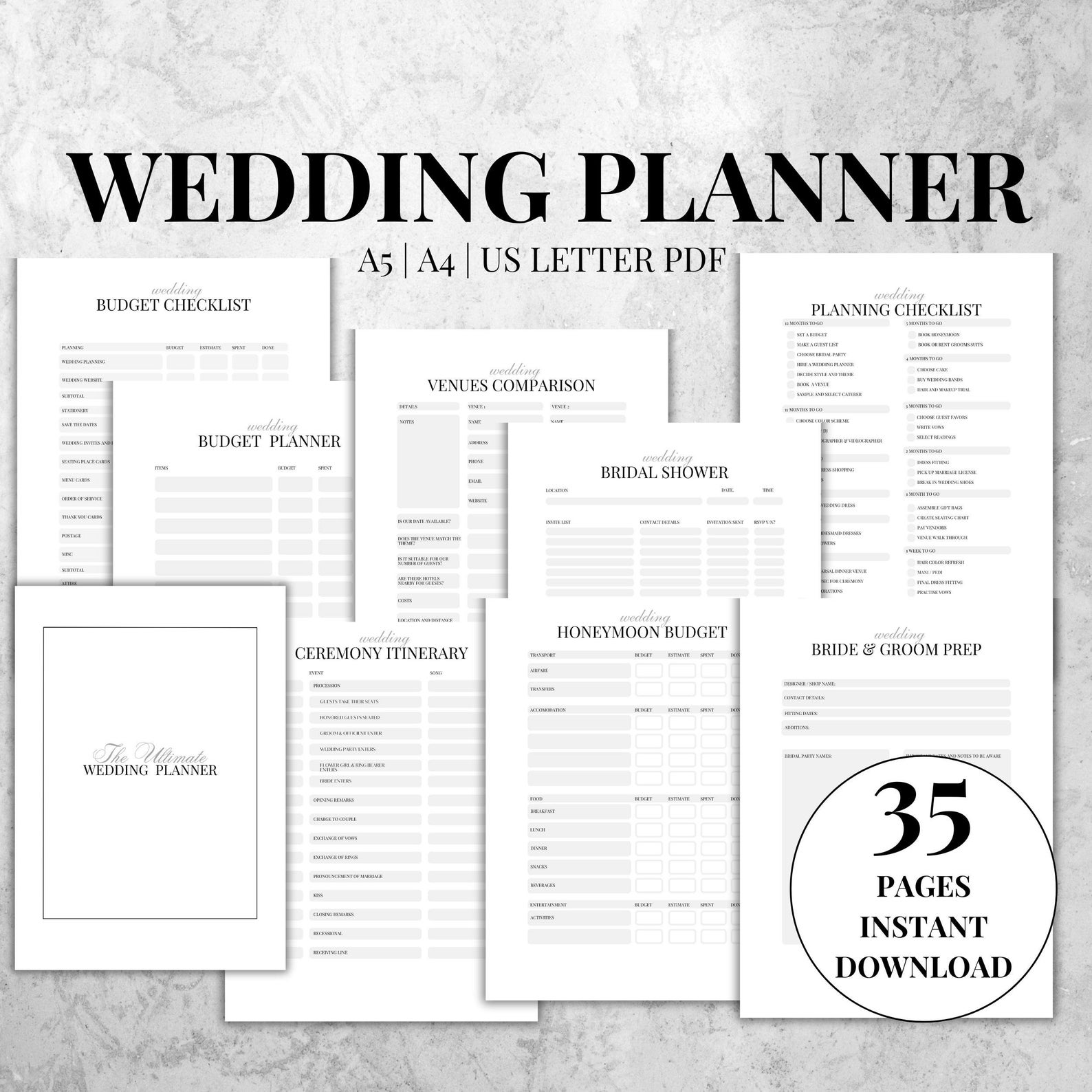 Digital Wedding Planner Printable | Wedding Planner Download | Wedding ...