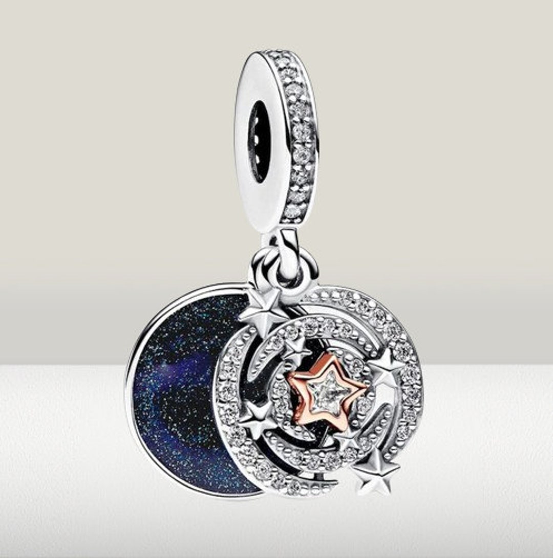 Shooting Star Double Dangle Charm , Pandora Charm Sterling Silver Charm, Charm for Pandora ...