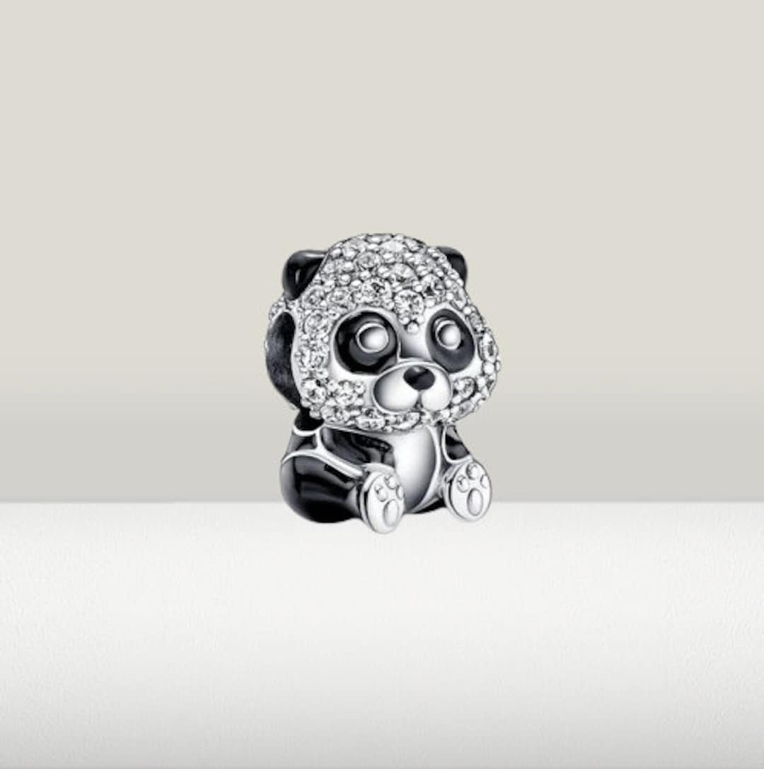 PANDORA Sparkling Crystals Cute Panda Pandora Charm Sterling - Etsy