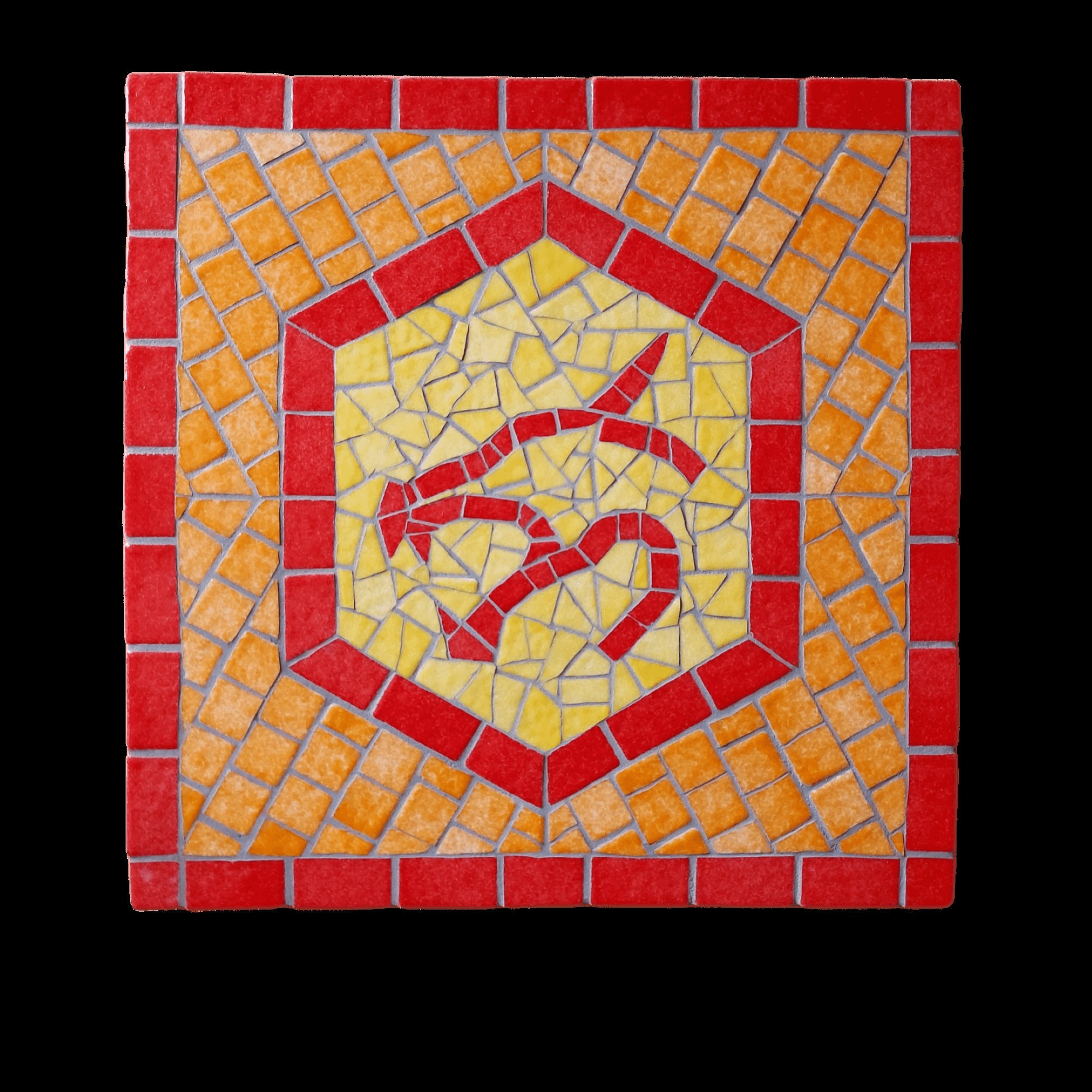 Mosaico de silueta de signo de dragón del zodiaco chino de Emaux de ...