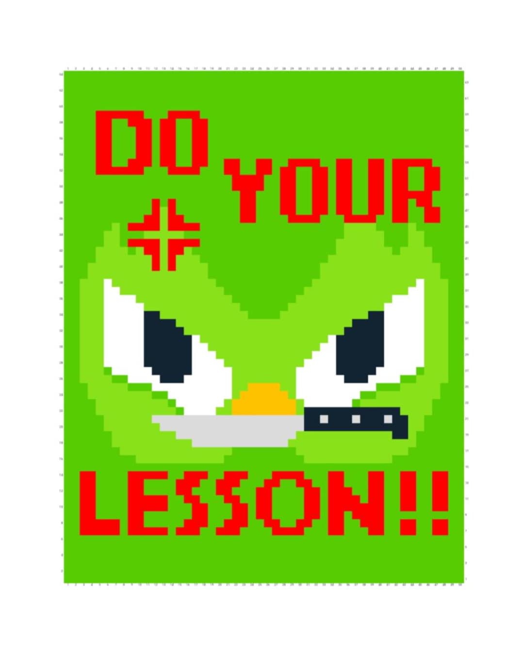 Angry Duolingo Telling You to Do Your Lesson - Crochet Tapestry - Etsy