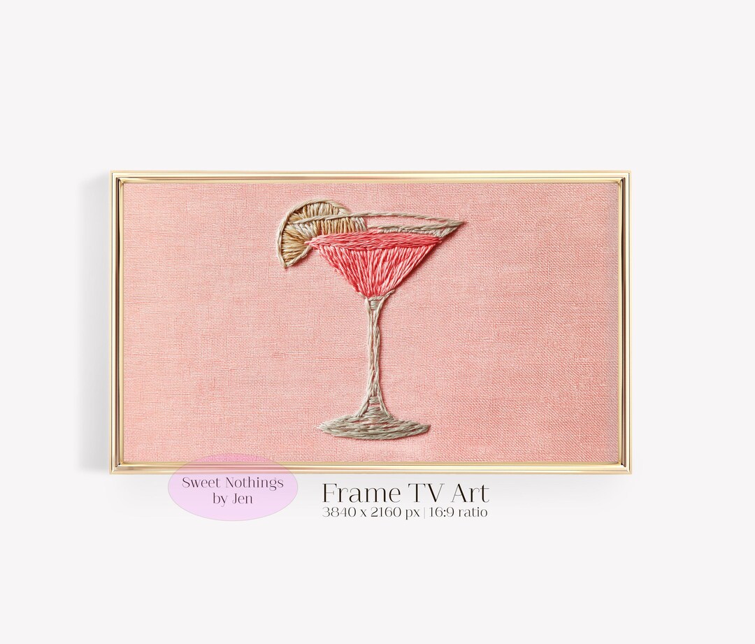 The Cosmo Frame TV Art | Embroidered Pink Martini | Party, Cocktail ...