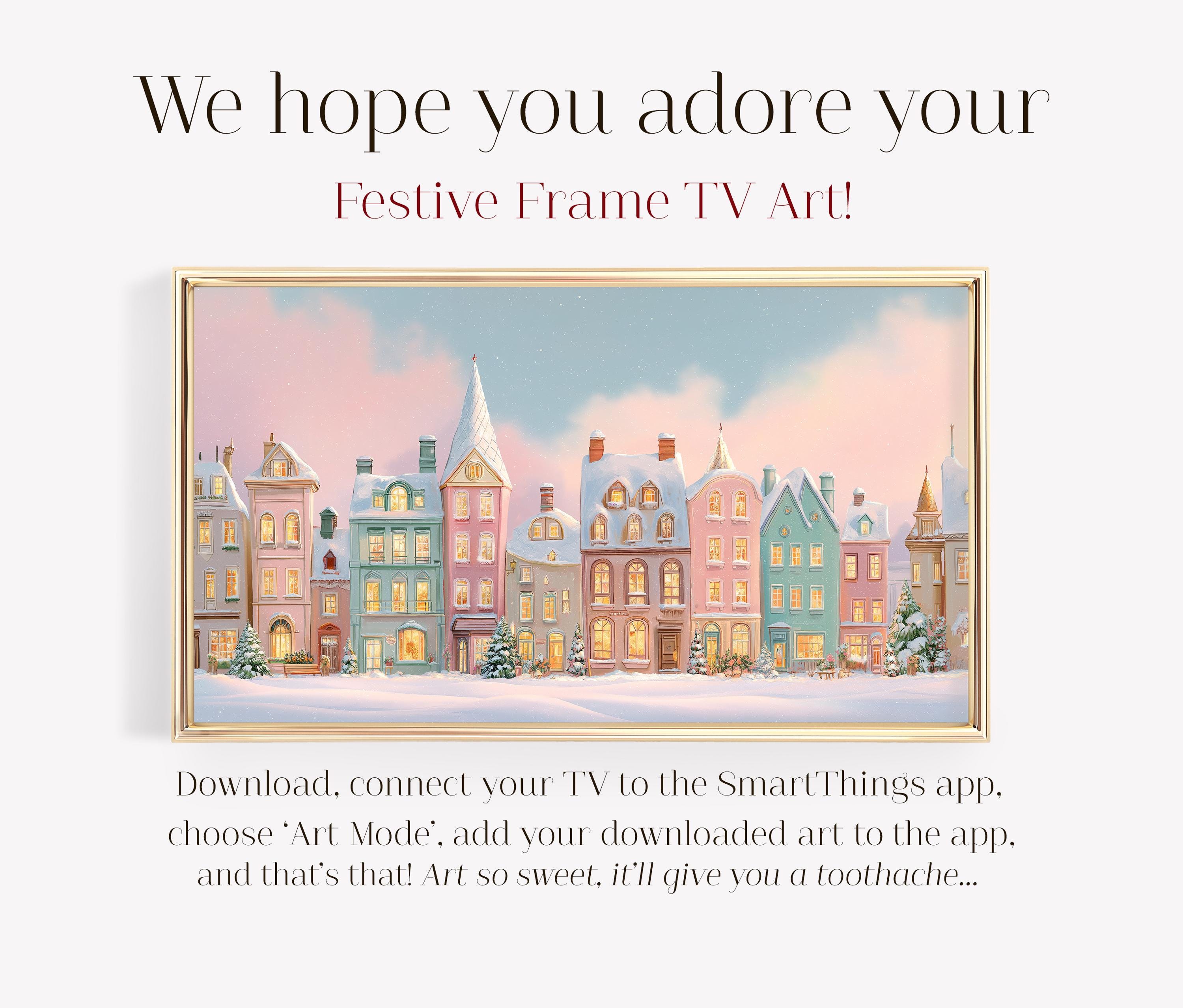 Frosted Village Frame TV Art | Storybook Pastel Winter Scene, Cozy ...