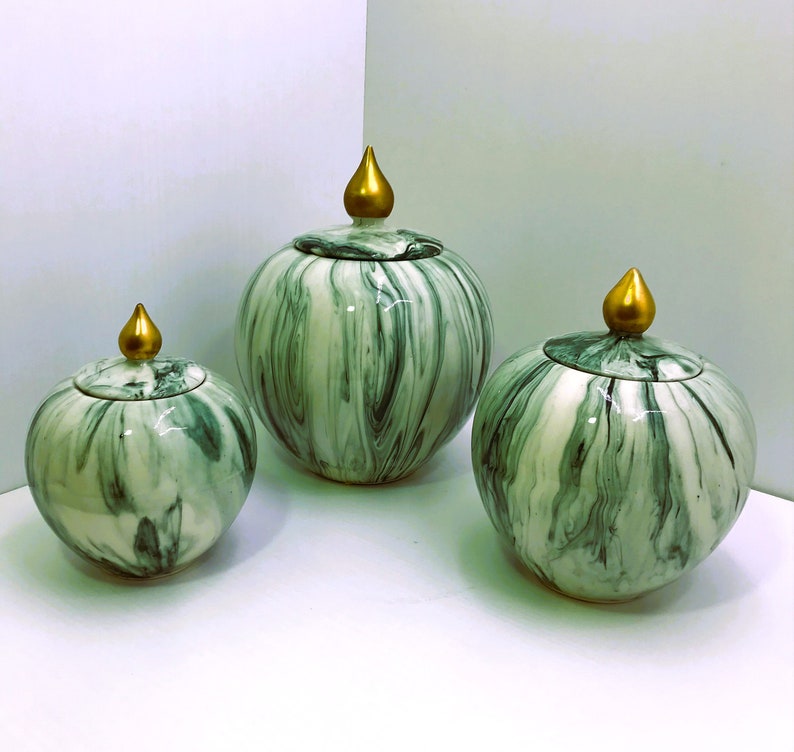 Handmade Ceramic Cube 3-piece Set - Decorative Covered Cube Ensemble ...