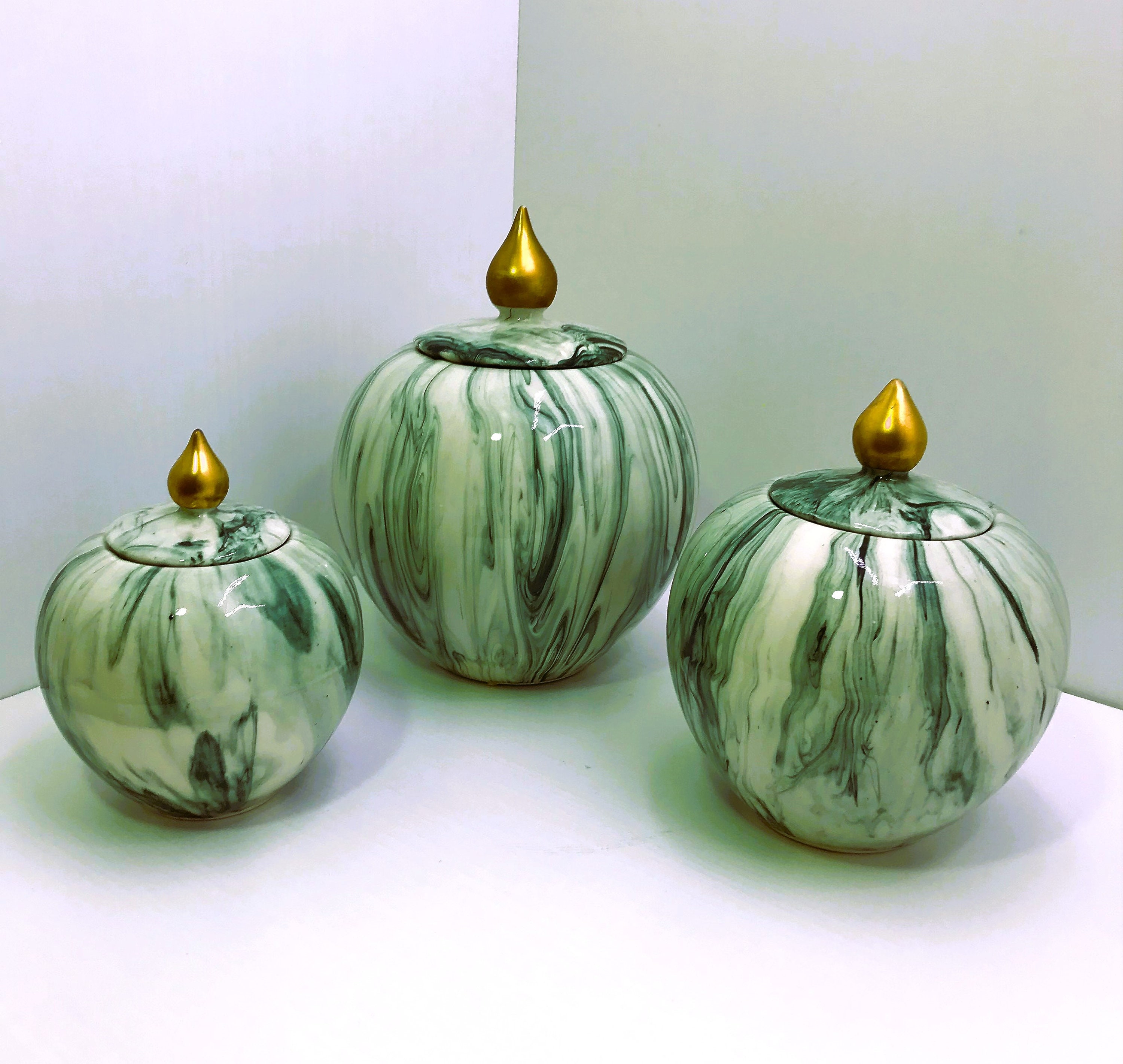 Handmade Ceramic Cube 3-piece Set - Decorative Covered Cube Ensemble ...