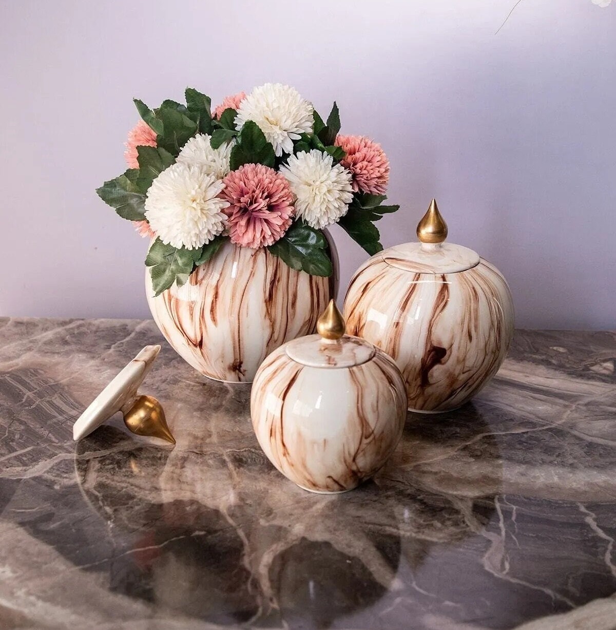 Handmade Ceramic Cube 3-piece Set - Decorative Covered Cube Ensemble ...