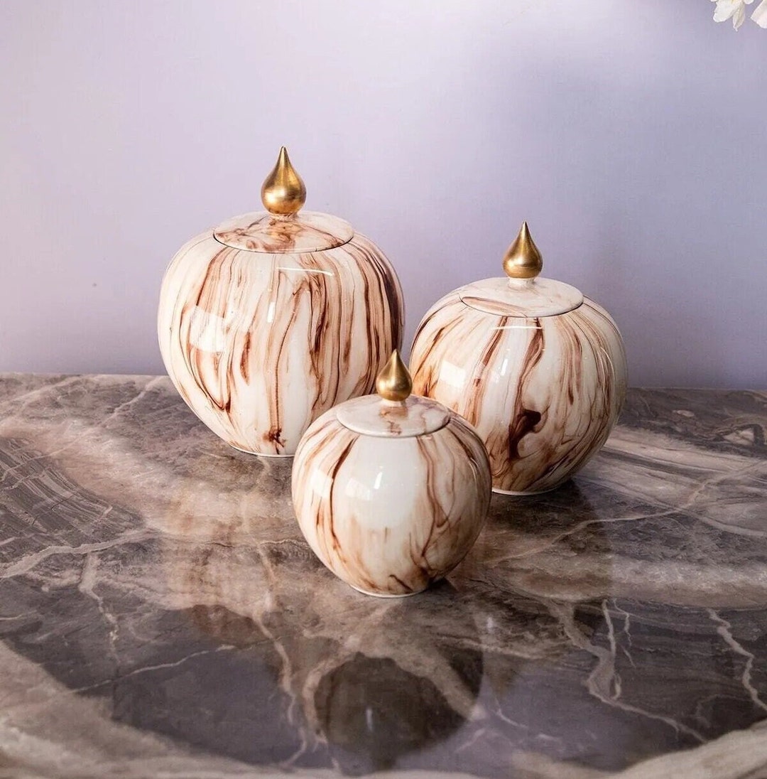 Handmade Ceramic Cube 3-piece Set - Decorative Covered Cube Ensemble ...