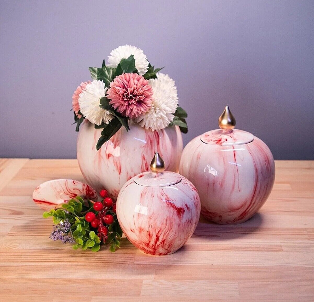 Handmade Ceramic Cube 3-piece Set - Decorative Covered Cube Ensemble ...